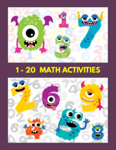 1 - 20 math activities - counting practice - number writing - coloring worksheets