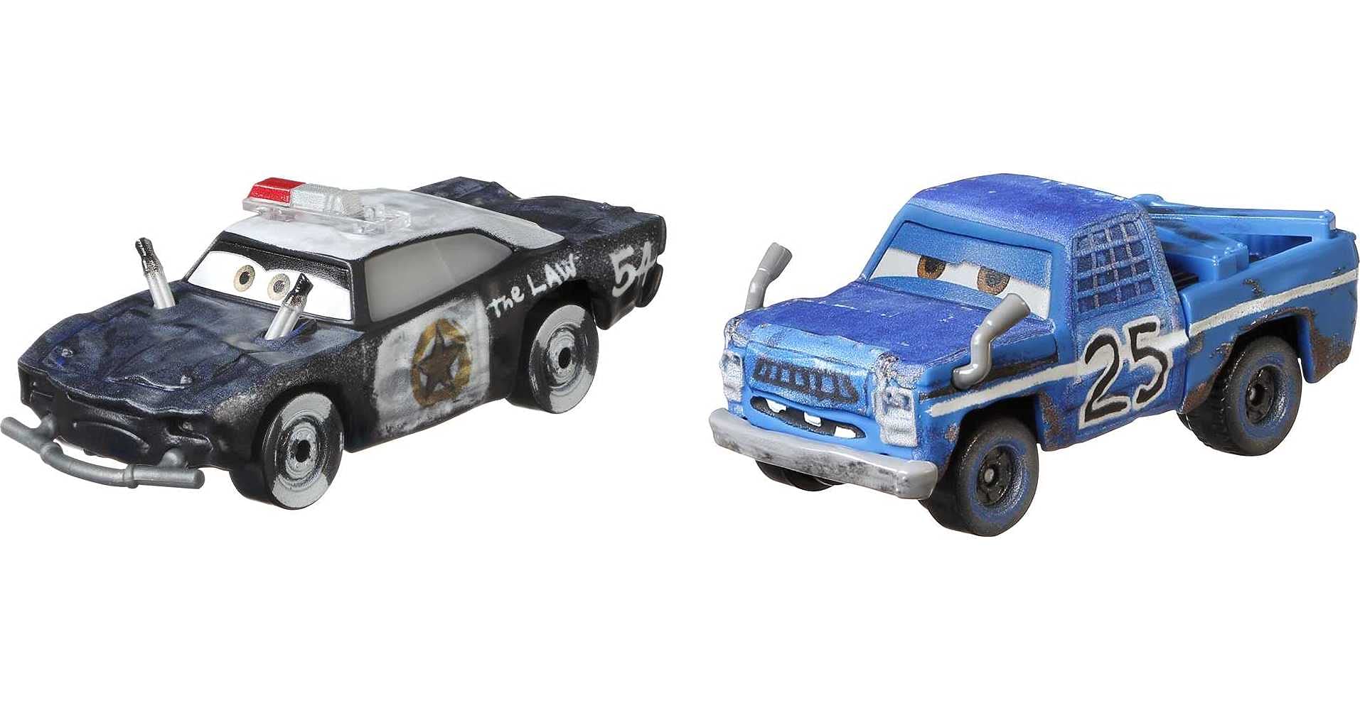 Disney Car Toys 2-Pack, APB and Broadside, 1:55 Scale Die-Cast Fan Favorite Vehicles For Racing And Storytelling Play, Gift for Kids 3 Years and Older