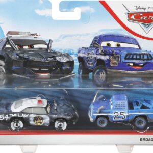 Disney Car Toys 2-Pack, APB and Broadside, 1:55 Scale Die-Cast Fan Favorite Vehicles For Racing And Storytelling Play, Gift for Kids 3 Years and Older