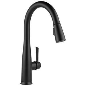 delta faucet essa voiceiq touchless kitchen faucets with pull down sprayer, smart faucet, alexa and google assistant voice activated, kitchen sink faucet, matte black 9113tv-bl-dst