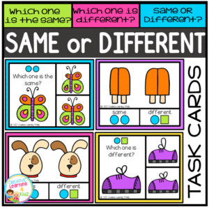 same or different visual task cards