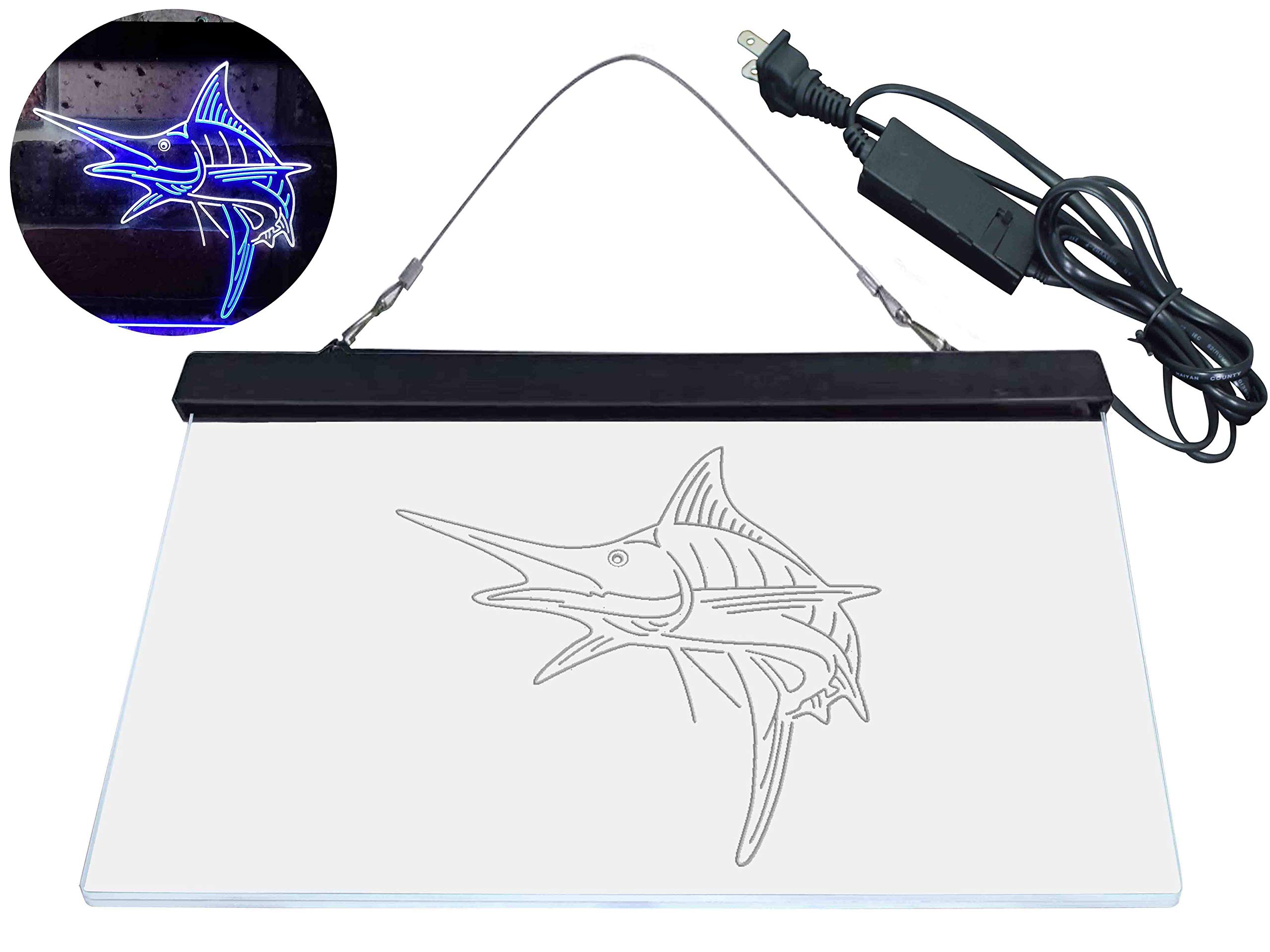 ADVPRO Marlin Fish Room Man Cave Dual Color LED Neon Sign White & Blue 24 x 16 Inches st6s64-i3723-wb