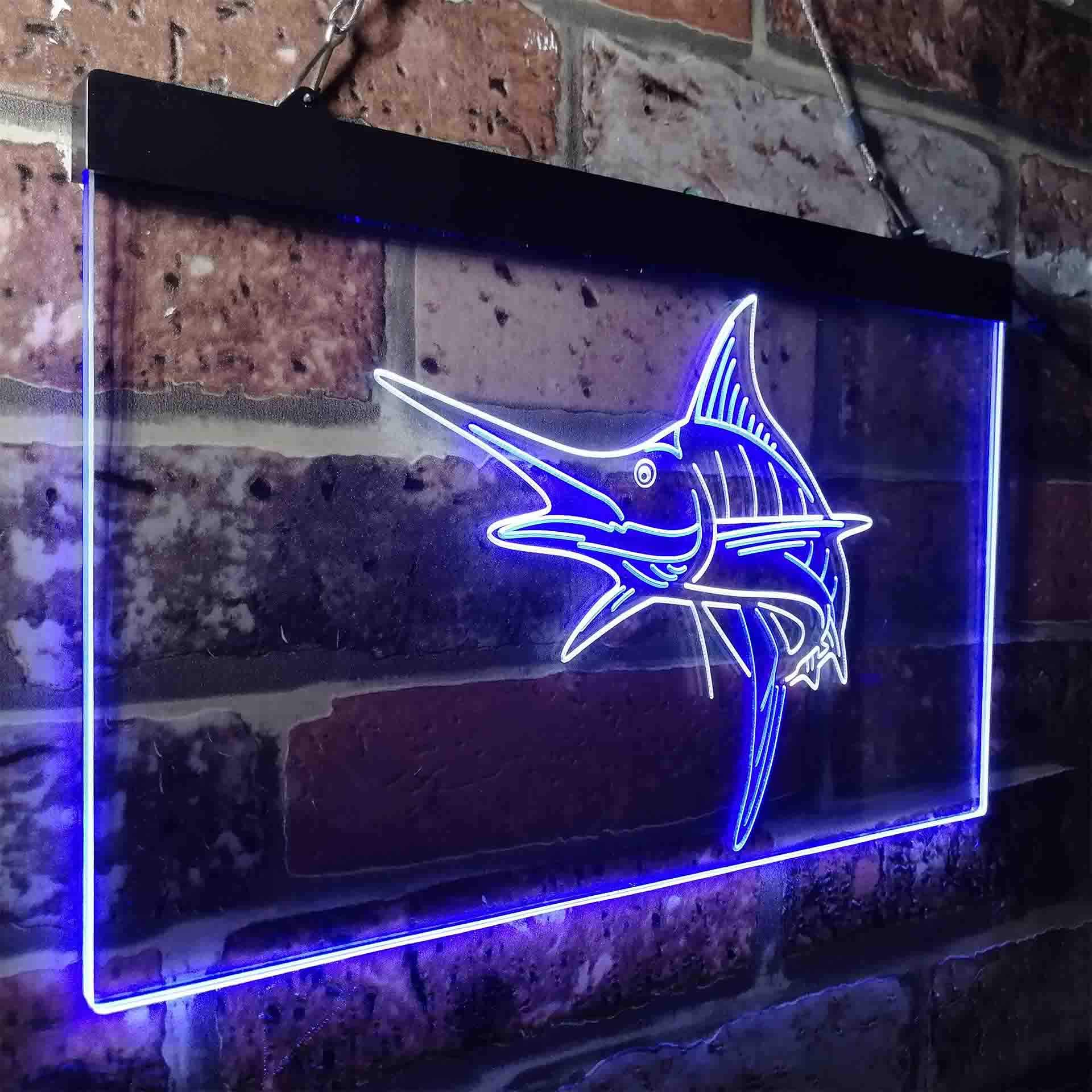 ADVPRO Marlin Fish Room Man Cave Dual Color LED Neon Sign White & Blue 24 x 16 Inches st6s64-i3723-wb