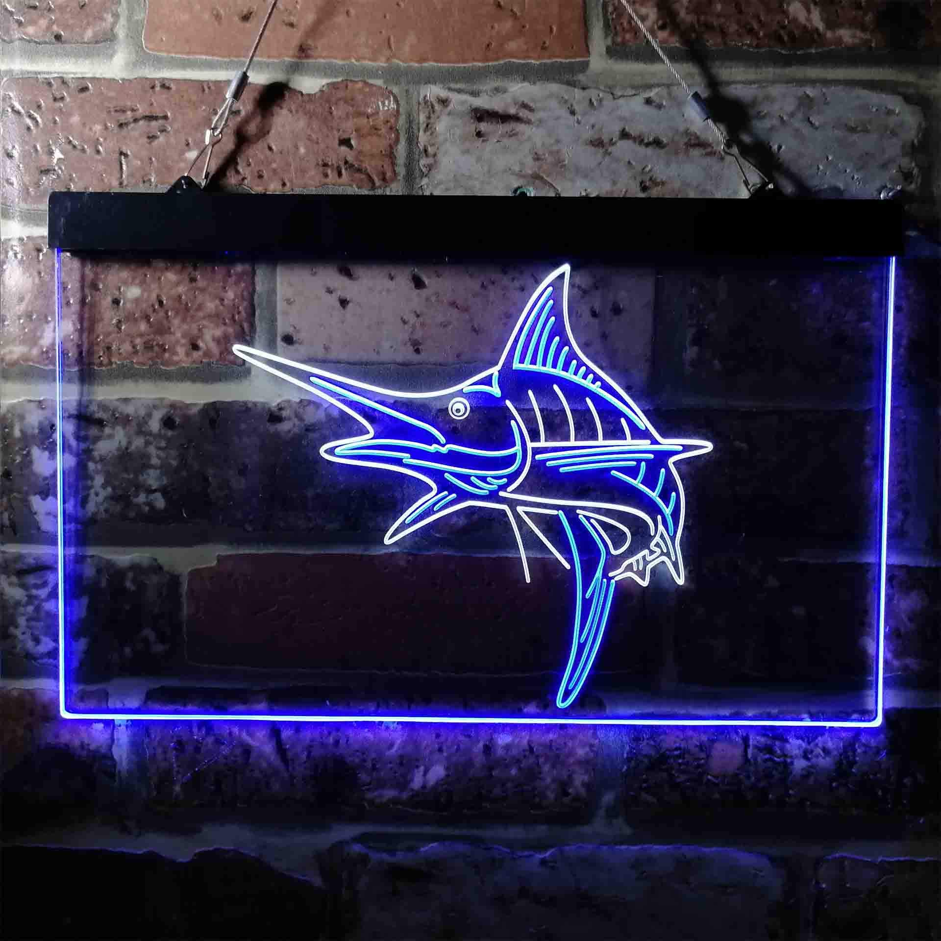 ADVPRO Marlin Fish Room Man Cave Dual Color LED Neon Sign White & Blue 24 x 16 Inches st6s64-i3723-wb