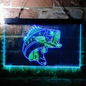 ADVPRO Bass Fish Cabin Game Room Dual Color LED Neon Sign Green & Blue 16 x 12 Inches st6s43-i3715-gb