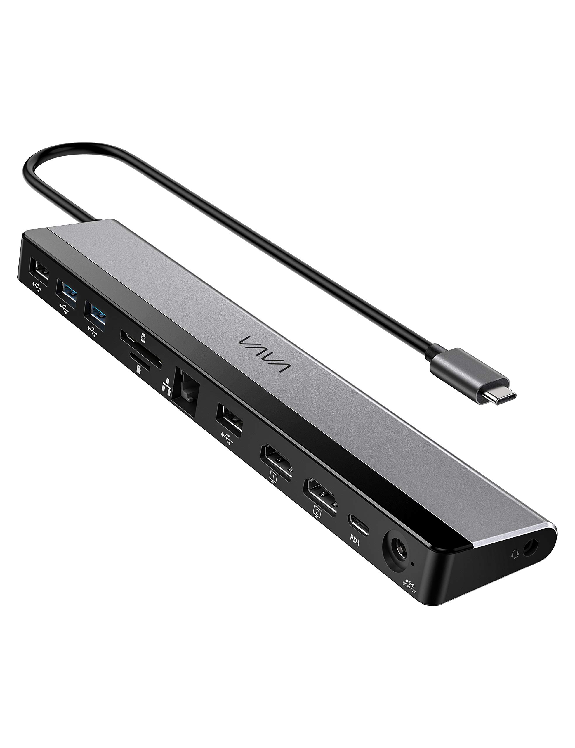 VAVA USB C Docking Station 12-in-1 USB-C Dock (Thunderbolt 3) with Dual HDMI 4K 60Hz, RJ45 Ethernet, 4 USB Ports, SD/TF Card Reader, 85W PD Charging, Audio for MacBook/Pro/Air, Type C Windows Laptop