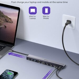 VAVA USB C Docking Station 12-in-1 USB-C Dock (Thunderbolt 3) with Dual HDMI 4K 60Hz, RJ45 Ethernet, 4 USB Ports, SD/TF Card Reader, 85W PD Charging, Audio for MacBook/Pro/Air, Type C Windows Laptop