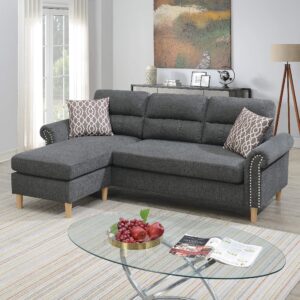 Poundex 2 Piece Reversible Sectional, Slate