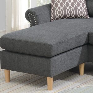 Poundex 2 Piece Reversible Sectional, Slate