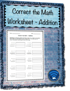 correct the math worksheet (addition)