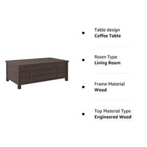 Signature Design by Ashley Camiburg Farmhouse Lift Top Coffee Table with Storage, Dark Brown