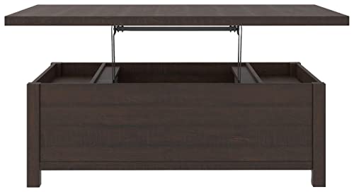 Signature Design by Ashley Camiburg Farmhouse Lift Top Coffee Table with Storage, Dark Brown