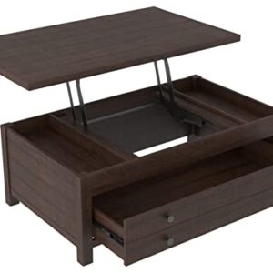 Signature Design by Ashley Camiburg Farmhouse Lift Top Coffee Table with Storage, Dark Brown