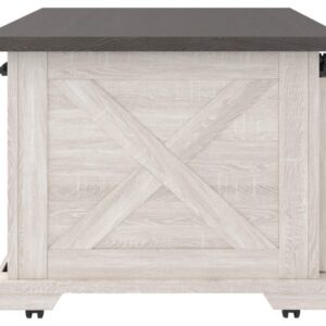 Signature Design by Ashley Camiburg Farmhouse Lift Top Coffee Table with Storage, Dark Brown