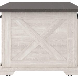 Signature Design by Ashley Camiburg Farmhouse Lift Top Coffee Table with Storage, Dark Brown