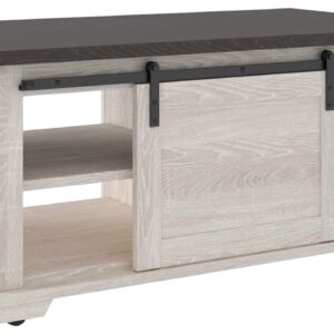 Signature Design by Ashley Camiburg Farmhouse Lift Top Coffee Table with Storage, Dark Brown