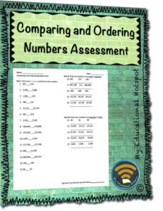 comparing and ordering numbers place value assessment