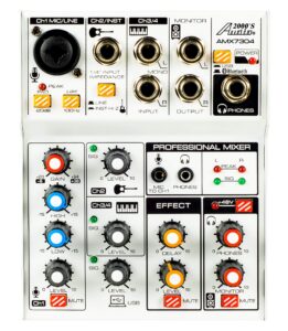 audio2000's s7304 usb-powered four-channel audio mixer with usb interface and sound effect