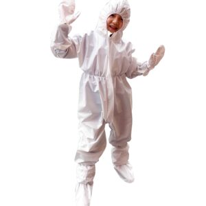 Children Disposable Protective Coverall with Elastic Wrists, Ankles and Hood, Non-Porous Anti-Dust Ventilation Suit for Kids +Protective Shoe Covers，M (110-130cm)