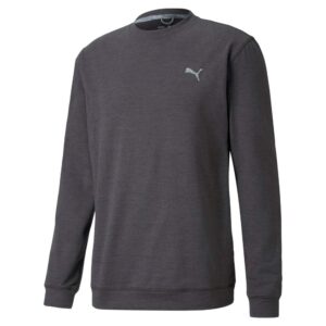 puma golf 2020 men's cloudspun crewneck, puma black heather, large