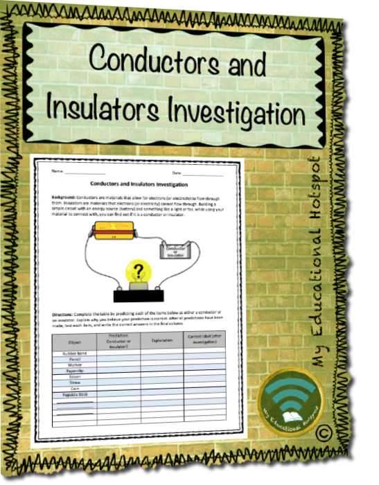 Conductors and Insulators Investigation Lab