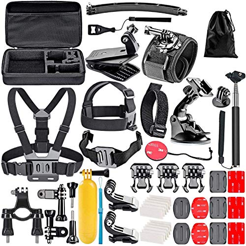 Navitech 50-in-1 Action Camera Accessories Combo Kit with EVA Case - Compatible with The Dragon Touch Vision 3 PRO