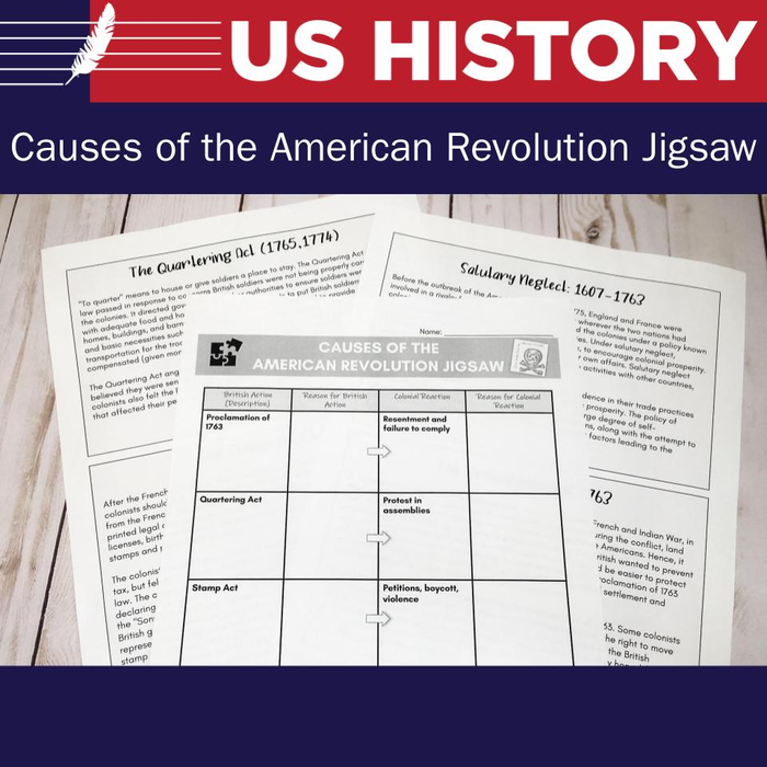 Causes of the American Revolution Jigsaw Lesson