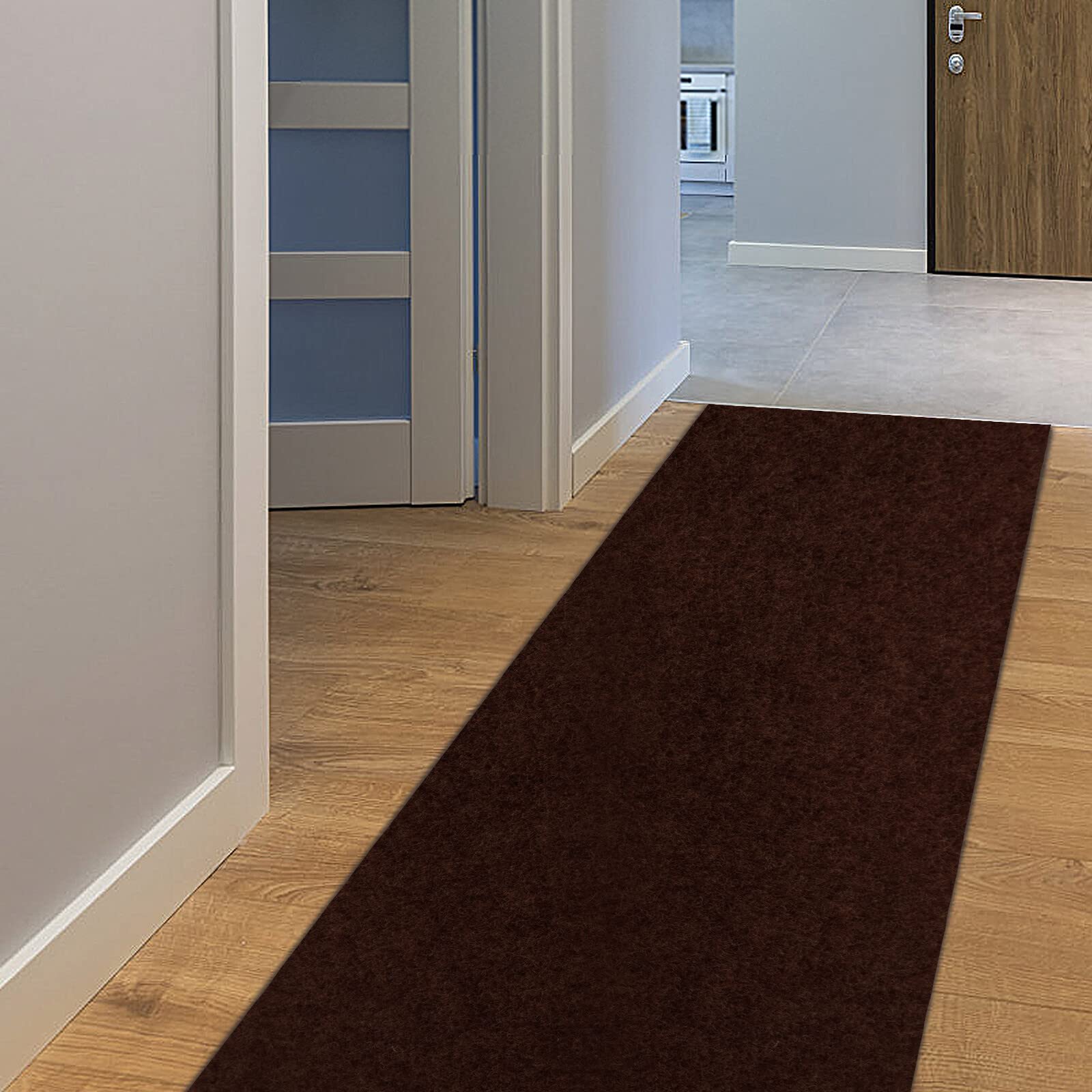 AYOHA Runner Rug 2' x 6' Indoor/Outdoor Carpet Runners, Hallway Kitchen Entryway Bedroom Area Rugs with Natural Non-Slip Rubber Backing, Garage mat, Chocolate Brown (Available for Custom Sizes)