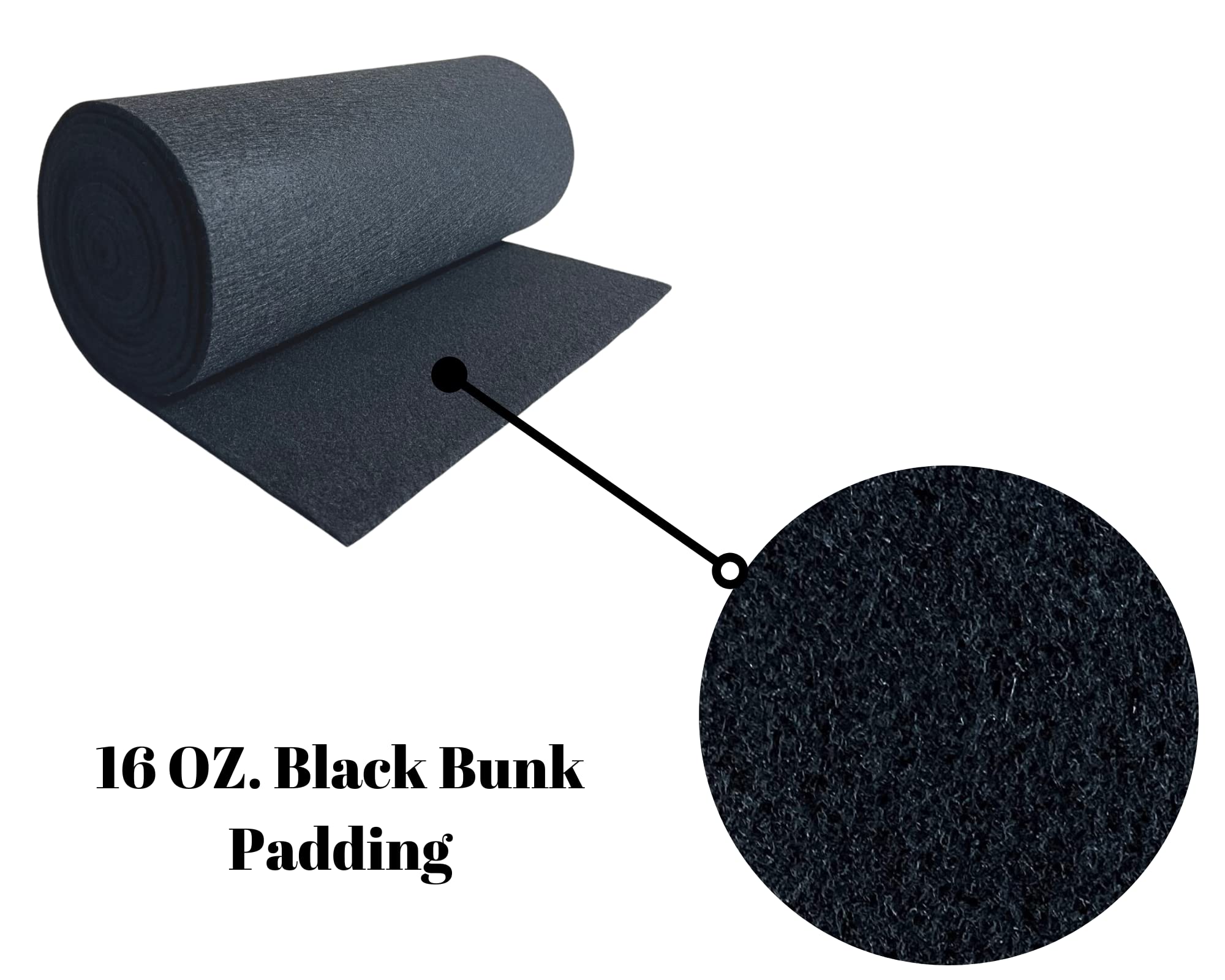 Carpet by the Foote,16oz Boat Trailer Bunk Padding, Trailer Guide Padding, 18"(in.) x 18'(ft.), Black