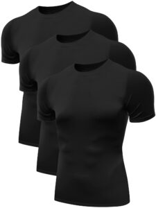 neleus men's 3 pack athletic compression under base layer t shirt,5011,black,s