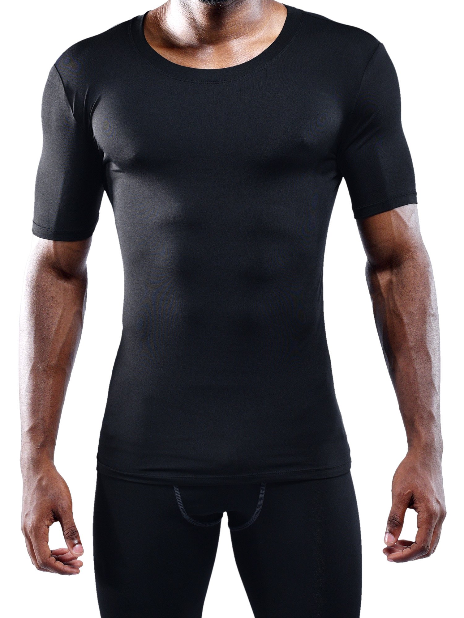 NELEUS Men's 3 Pack Athletic Compression Under Base Layer T Shirt,5011,Black,S