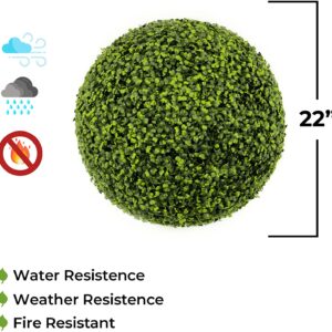 Artificial Plant Topiary Ball Boxwood 22" - Ivy Balls Indoor/Outdoor - Top Turf wholesale Decorative Plants for Home, Wedding, Offices and More