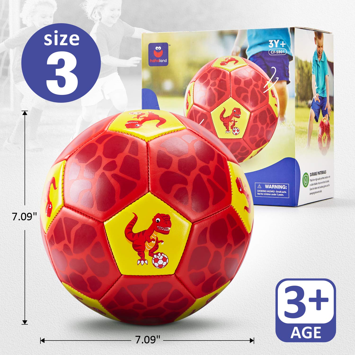 Size 3 Soccer Ball for Kids with Pump Mesh Bag - Dinosaur Ball Set - Outside/Backyard/Outdoor Toys for Kids Ages 3-4-5-8 - Kids Games Soccer Gifts for 3 Year Old