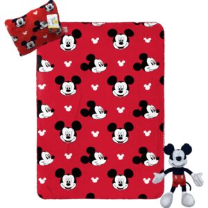 Jay Franco Mickey Mouse Kids Travel Set - Blanket, Pillow & Plush (Official Disney Product)