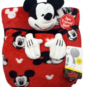 Jay Franco Mickey Mouse Kids Travel Set - Blanket, Pillow & Plush (Official Disney Product)