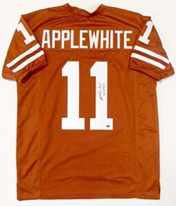 major applewhite autographed orange college style jersey w/hook em- jsa auth r1