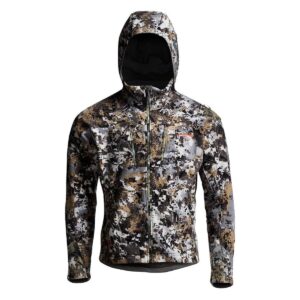 sitka men's standard stratus windstopper water repellent ultra-quiet fleece hunting jacket with removable hood, elevated ii, x-large