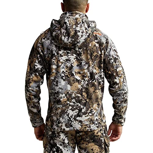 SITKA Men's Standard Stratus Windstopper Water Repellent Ultra-Quiet Fleece Hunting Jacket with Removable Hood, Elevated II, X-Large