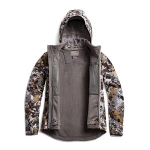 SITKA Men's Standard Stratus Windstopper Water Repellent Ultra-Quiet Fleece Hunting Jacket with Removable Hood, Elevated II, X-Large