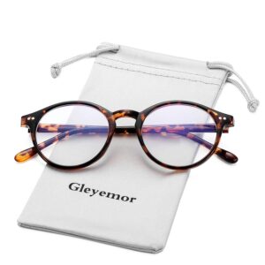 gleyemor blue light glasses for men women, vintage round bluelight blocking computer screen protection glasses (tortoise)