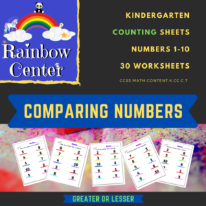 comparing numbers 1-10 - choose the greater or lesser - 30 printable worksheets