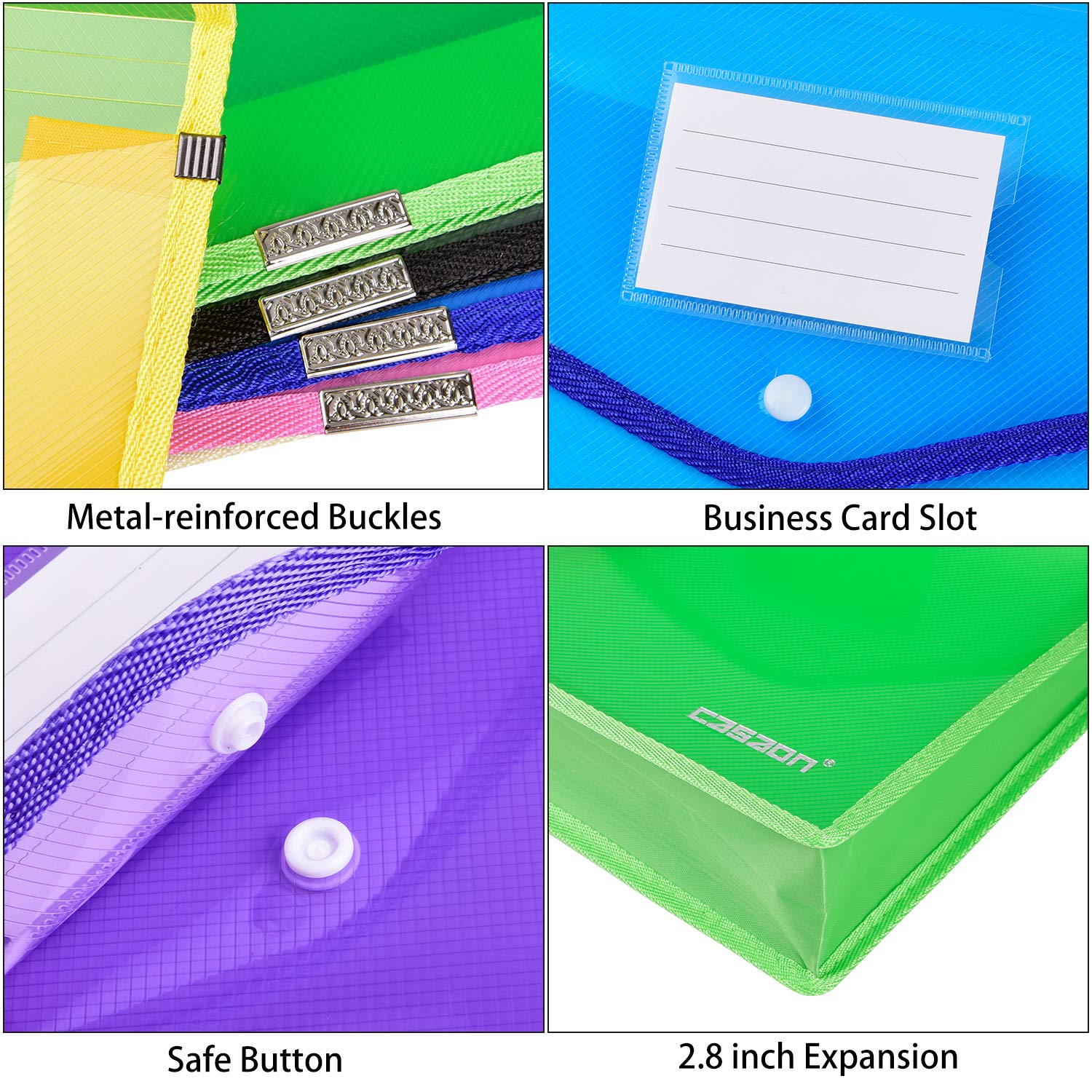 7 Pack B4 Plastic File Folders Waterproof Transparent Expandable File Folder - Purple&Pink&Yellow&Green&White&Blue&Black