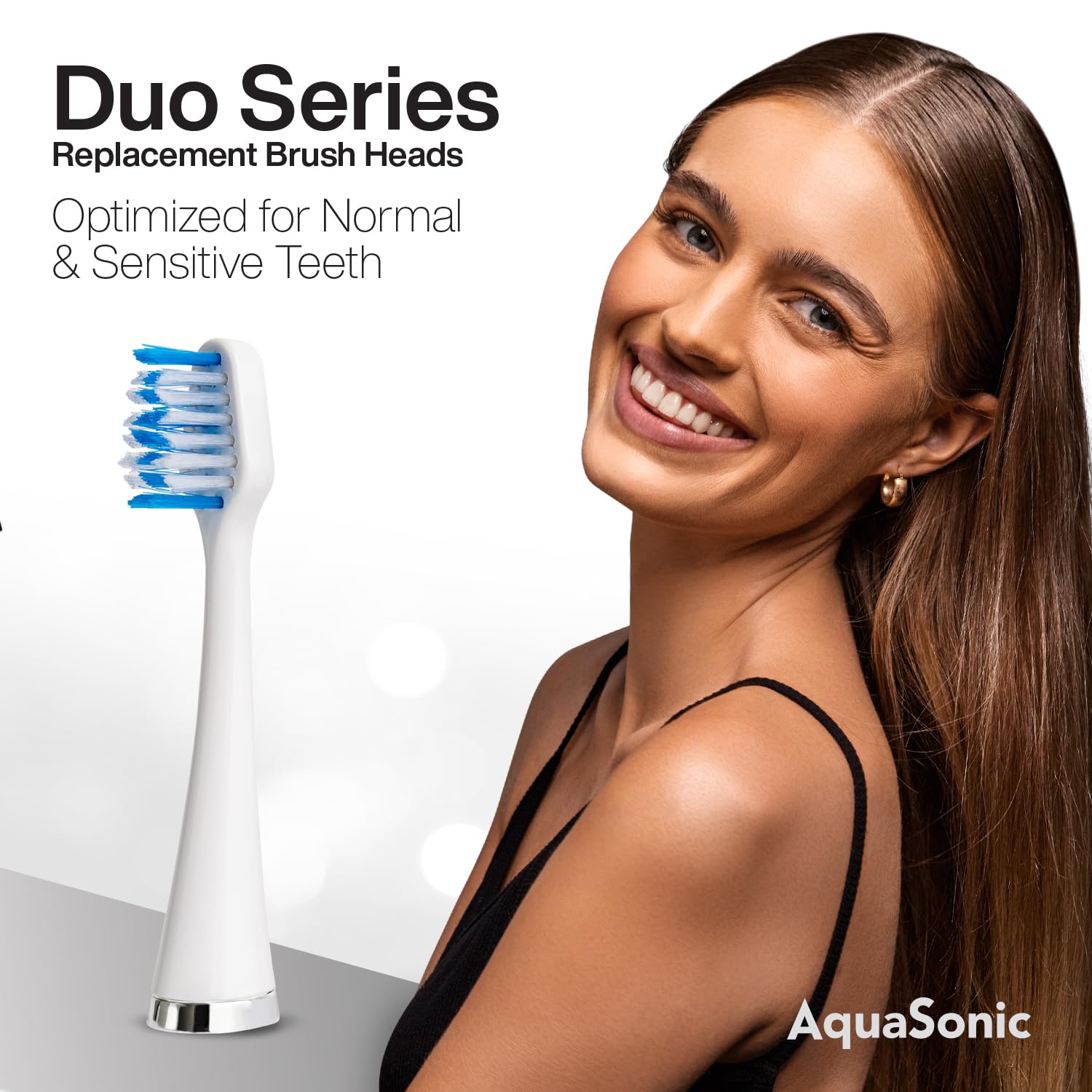 AquaSonic Duo Series Replacement Brush Heads | for Normal & Sensitive Teeth | Compatible with Duo Series & Home Dental Center Toothbrush Handles | NOT Compatible with Duo Series Pro