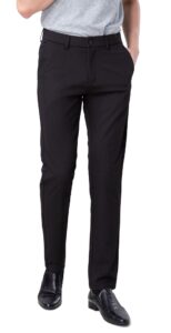 plaid&plain men’s slim fit dress pants stretch dress pants 8101black 30x30