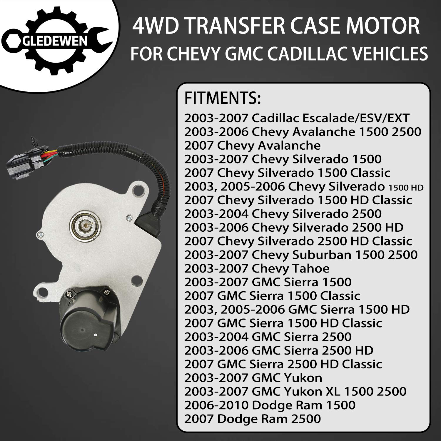 4WD Transfer Case Shift Encoder Motor | Replacement for 2003-2010 Chevy Silverado Suburban Tahoe GMC Sierra Yukon Cadillac Escalade | Replaces# 19125571, 19125640, 600-910