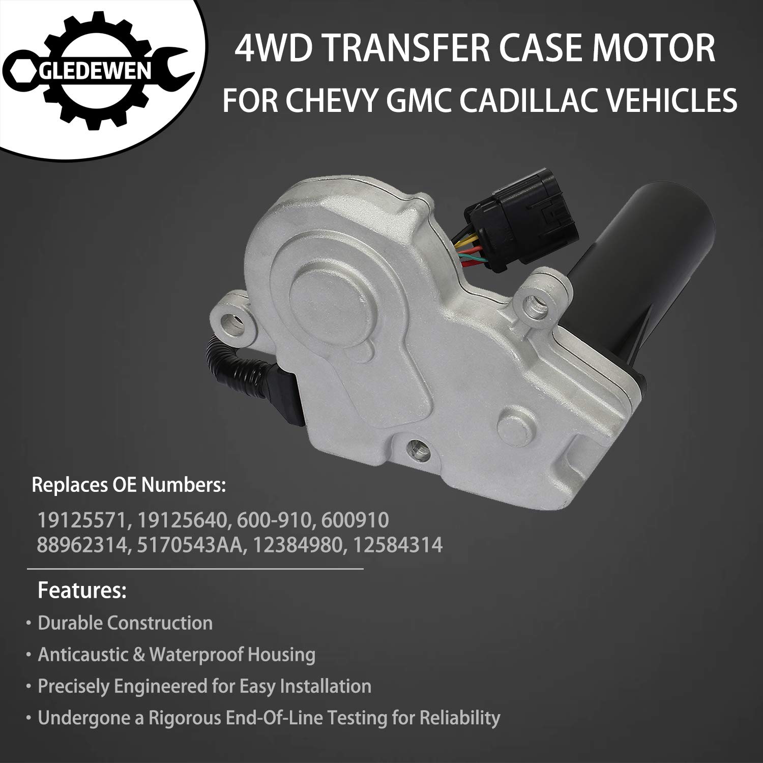 4WD Transfer Case Shift Encoder Motor | Replacement for 2003-2010 Chevy Silverado Suburban Tahoe GMC Sierra Yukon Cadillac Escalade | Replaces# 19125571, 19125640, 600-910