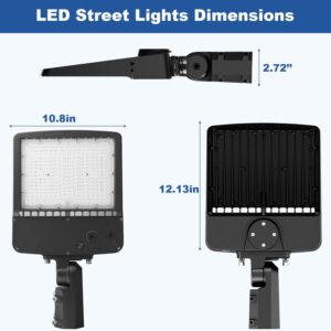 42000Lm LED Parking Lot Lights 300W LED Shoebox Light with Photocell, 5700K Outdoor Commercial Area Lighting, 1000W Metal Halide Equivalent, Dusk to Dawn Led Street Pole Light - Slip Fitter, UL-Listed