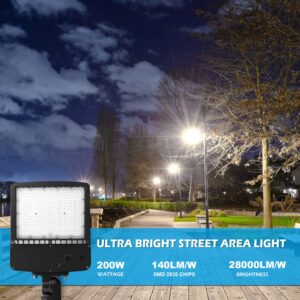 42000Lm LED Parking Lot Lights 300W LED Shoebox Light with Photocell, 5700K Outdoor Commercial Area Lighting, 1000W Metal Halide Equivalent, Dusk to Dawn Led Street Pole Light - Slip Fitter, UL-Listed