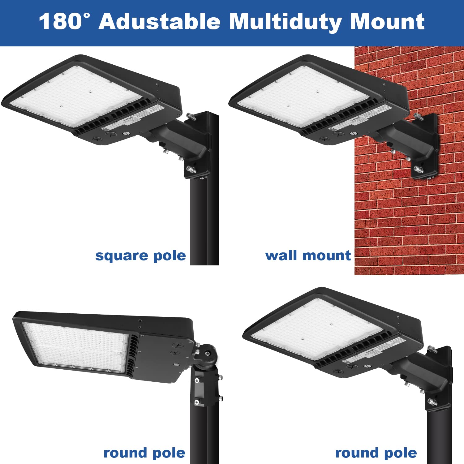 42000Lm LED Parking Lot Lights 300W LED Shoebox Light with Photocell, 5700K Outdoor Commercial Area Lighting, 1000W Metal Halide Equivalent, Dusk to Dawn Led Street Pole Light - Slip Fitter, UL-Listed