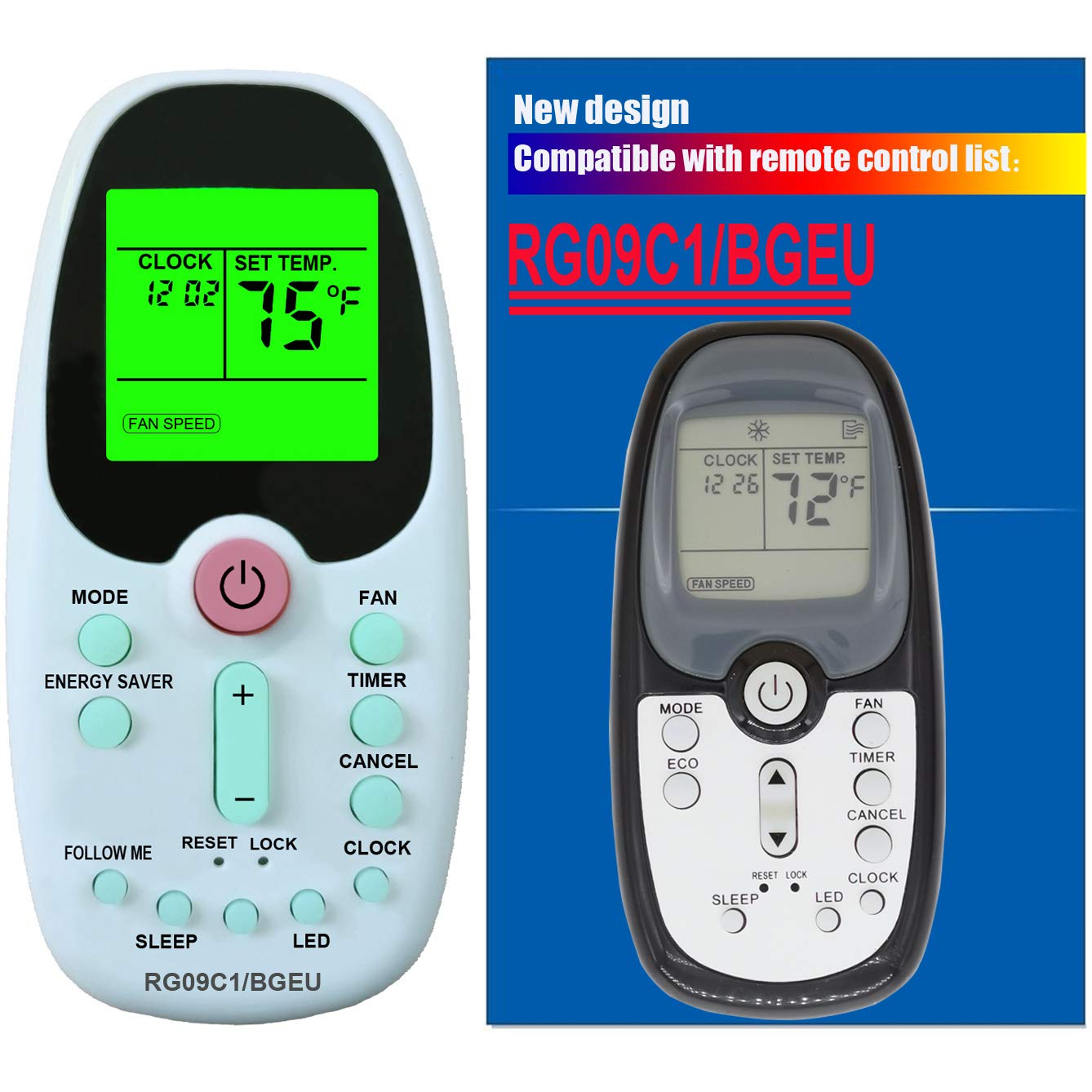 YING RAY Replacement for Fedders Air Conditioner Remote Control RG09C1/BGEU RG09C1/BCGEU AZEY18F7C